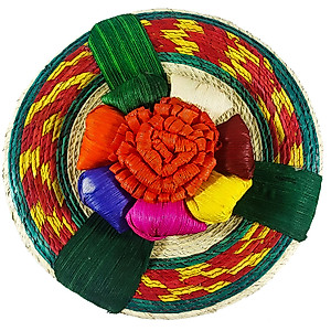 Handwoven Basket & Tortilla Cloths by Jacq & Jürgen - 2 Pack Natural Medium and Large Floral Bundle – 100% Palm Mexican Art