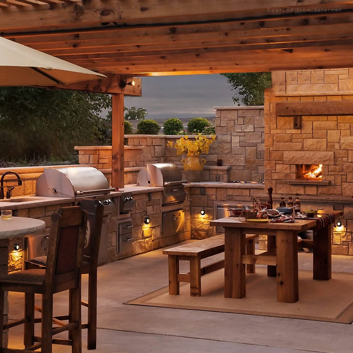 LEONLITE Low Voltage LED Deck Lights, 3W CRI90 12-24V AC/DC Landscape Step Stair Railing Light, IP65 Waterproof Aluminum Surface Mount Louvered Stair Light, 3000K Warm White, Bronze, Pack of 6