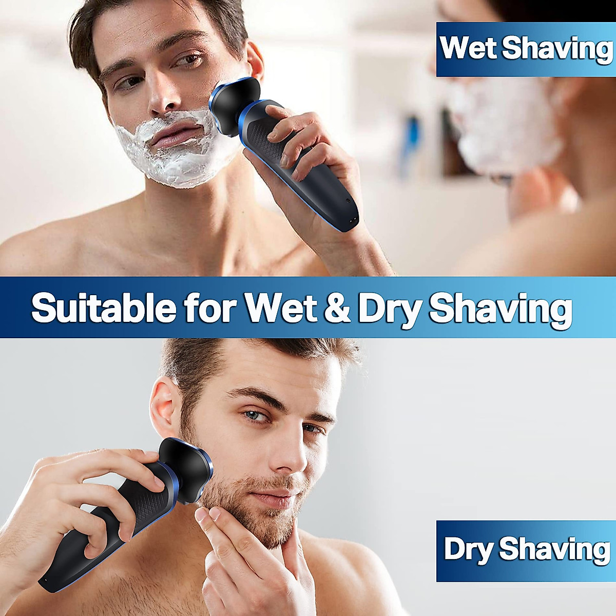 Electric Razor for Men,Electric Shavers for Men Wet Dry,Waterproof Wet Dry Men's Electric Razor for Face Shaving,Cordless Grooming Kit Man Electric Facial Rotary Shaver USB Rechargeable