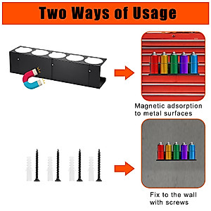 Kokone Spray Bottle Holder 5 Holes Magnetic Spray Bottle Holder with Notch Cutout Wall Mounted Metal Spray Bottle Organizer with Screws Spray Bottle Rack for Garage,Workspace,Tool Cart,Trailers