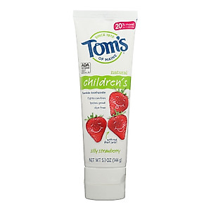 Toms of Maine Silly Strawberry Childrens Anticavity Fluoride Toothpaste, 5.1 Ounce - 6 per case.