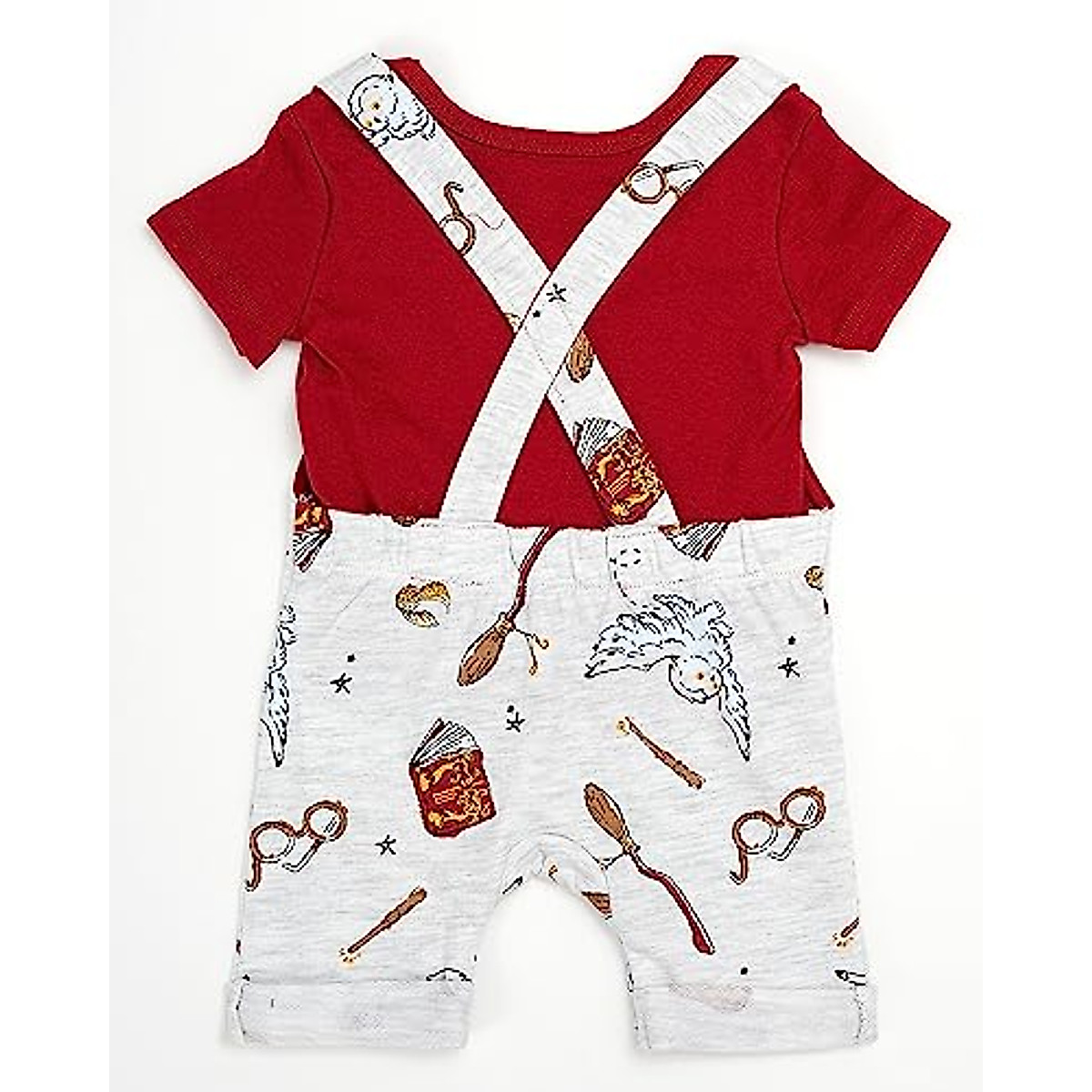 Harry Potter Baby Boys T-Shirt and Shortall Romper Set Gifts Baby Clothes (Burgundy, 18 Months)