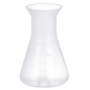 Baluue Erlenmeyer Flask 50ml Laboratory Conical Flask Plastic Erlenmeyer Flask Narrow Neck Clear Conical Flask with Scale for Laboratory School Educational Learning