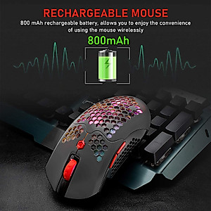 Wireless Gaming Mouse,16 RGB Backlit Ultralight Wireless/Wired Mice with Programmable Driver,Rechargeable 800mA Battery,Pixart 3325 12000 DPI,Lightweight Honeycomb Shell for PC Gamers (Pink)