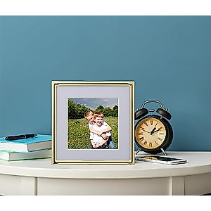 YiPinYin 4x4'' Sqaure Gold Metal Picture Frame With Mat for 3x 3'' Set of 2, Narrow Plated Metal Photo Frames 3x3'' With Soft Touch Velvet Backing for Desktop