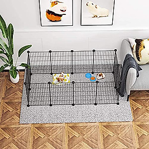 C&AHOME Pet Playpen, Small Animals Supplies, 12 Panels Exercise Playpens Cage, C Grids Portable Yard Fence Indoor, Ideal for Guinea Pigs, Puppy Pet Products, DIY Metal Yard Fence, 12" × 15" Black