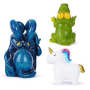 Hodao Toothbrush Holder for Kids, Resin Pencil Holder, Animal Toddler Single Tooth Brush Stand for Vanity Countertop, Office,Tooth Brushing Holder & Bathroom Accessories Decor (Blue Octopus)