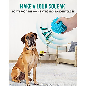 Pweituoet 2 Pack 4.5” Heavy Duty Squeaky Dog Ball for Medium Large Dogs, Spikey Dog Ball Toys for Clean Teeth and Training, Large Dog Toys for Aggressive Chewers