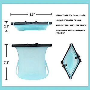 Reusable Silicone Bag, Food Storage, Leak-Proof, foldable, Freezer Airtight Seal 2 bags (Light Pink)