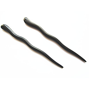Myhsmooth Zz-bg-charming 2 Count Hair Sticks Natural Ebony (Black Sandalwood) Handmade Carved Hair Clip Shawl Hair Pins Pack of 2 Pcs :Charming