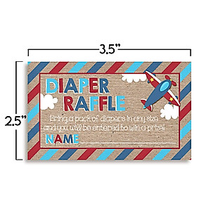 Flying By Airplane Themed Diaper Raffle Tickets for Boy Baby Showers, 20 2" X 3” Double Sided Insert Cards for Games by AmandaCreation, Bring a Pack of Diapers to Win Favors & Prizes!