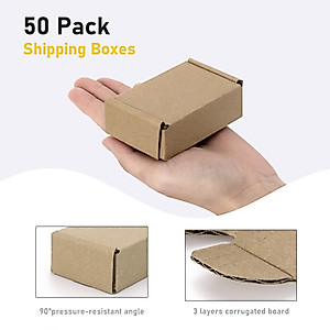 Ellbest 50 Pack Kraft Paper Boxes, Foldable Rectangular Paper Box Packing Box for shipping, Storaging Small items, Brown, 3.62 x 1.98 x 1.02 inches
