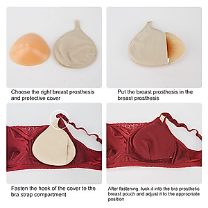 Bra Pads Inserts, Mastectomy Prosthesis Cover Bag Sweatabsorbent Cotton Elastic Silicone Breast Forms Protective Cover Mastectomy Prosthesis Hook Design Bra Inserts Push Up (Right)