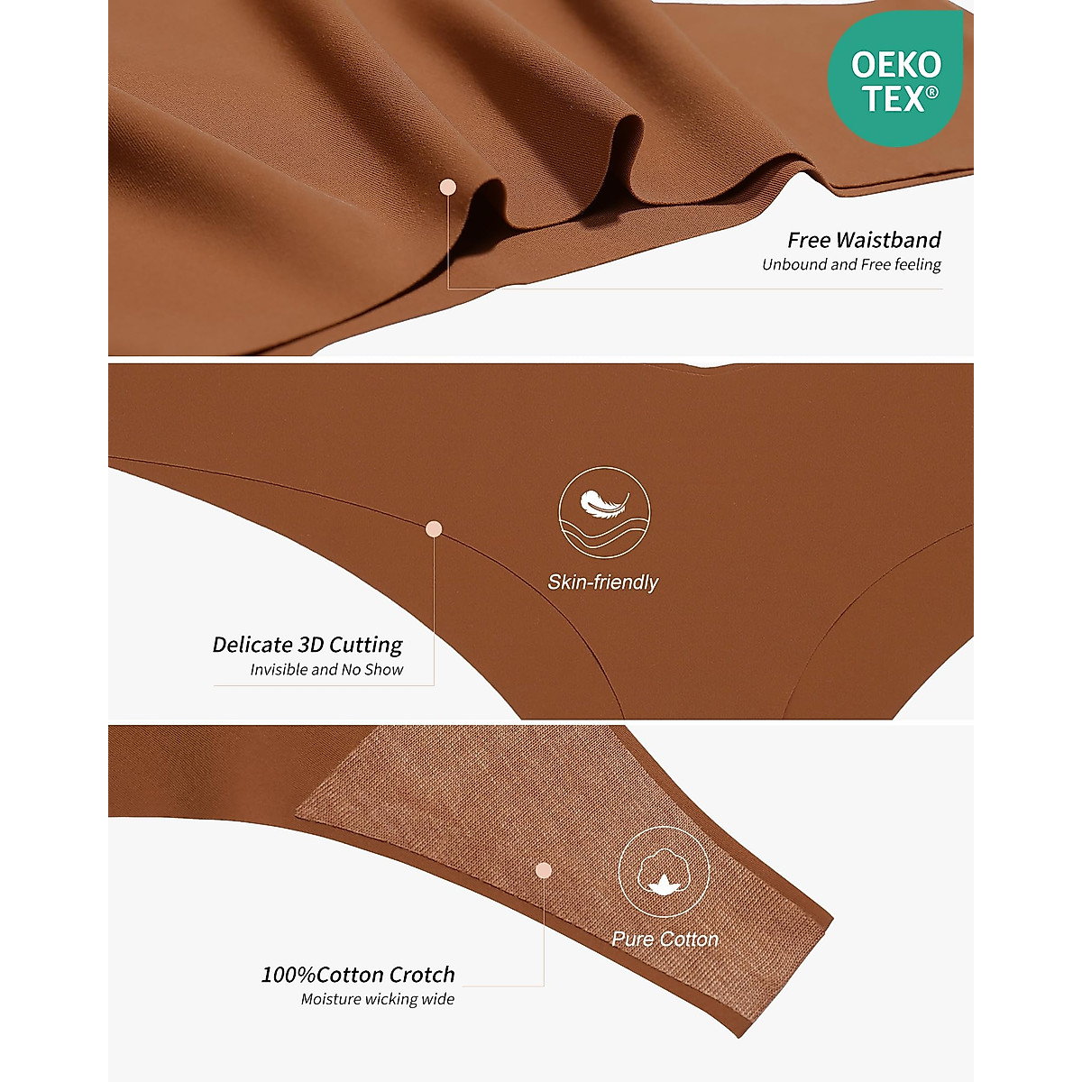 DEANGELMON Seamless Thongs for Women No Show Thong Underwear Women Comfortable Multiple Pack (7P3,S)