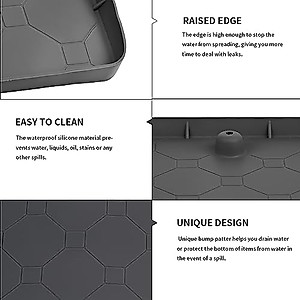 Under Sink Mat,34"x22" Silicone Waterproo-f Under Sink Mat for Kitchen,Flexible Sink Cabinet Organizer Tray,Kitchen Bathroom Cabinet Mat and Protector for Drips Leaks Spills(Gray)