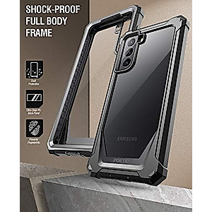 Poetic Guardian Case Designed for Samsung Galaxy S21 5G 6.2 inch, Built-in Screen Protector Work with Fingerprint ID, Full Body Hybrid Shockproof Bumper Cover Case, Black