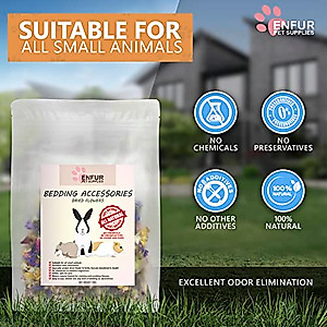 ENFUR Hamster Bedding Habitat Decor Accessories 100G – 100% Natural Odor Control Edible Dried Flowers for Hamsters Rabbit Chinchilla Guinea Pig Small Pets (Dried Flowers), 30cm x 20cm x 8cm