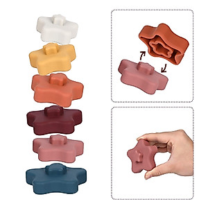Mini Silicone Stacking Ring Toys, Baby Toddler Star-Shaped Soft Building Blocks Learning Toys for Babies up to 6 Months of Early Development Toys, Chew Toys