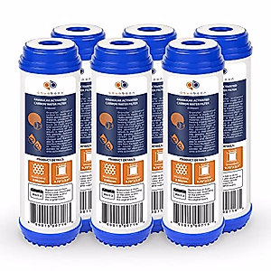 Aquaboon 5 Micron 10x2.5 Granular Activated Carbon Water Filter Replacement | Universal 10 inch Coconut Shell GAC Cartridge | Compatible with C-10, WFPFC9001, AP117, GAC-10, FXUTC, D-20A, GAC1, 6 Pack