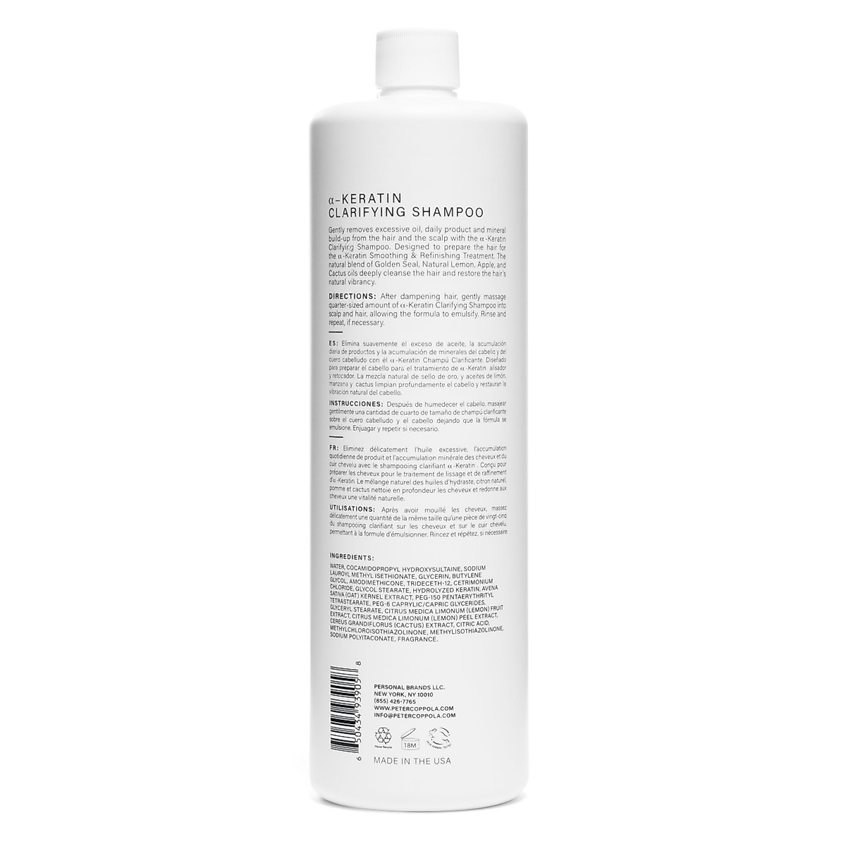 PETER COPPOLA a-Keratin Clarifying Shampoo - Gentle And Deep Cleansing Sulfate Free Shampoo Removes Build Up, Oils, And Excess Product From Hair And Scalp - Reduces Oily Hair (24 Fl Oz)