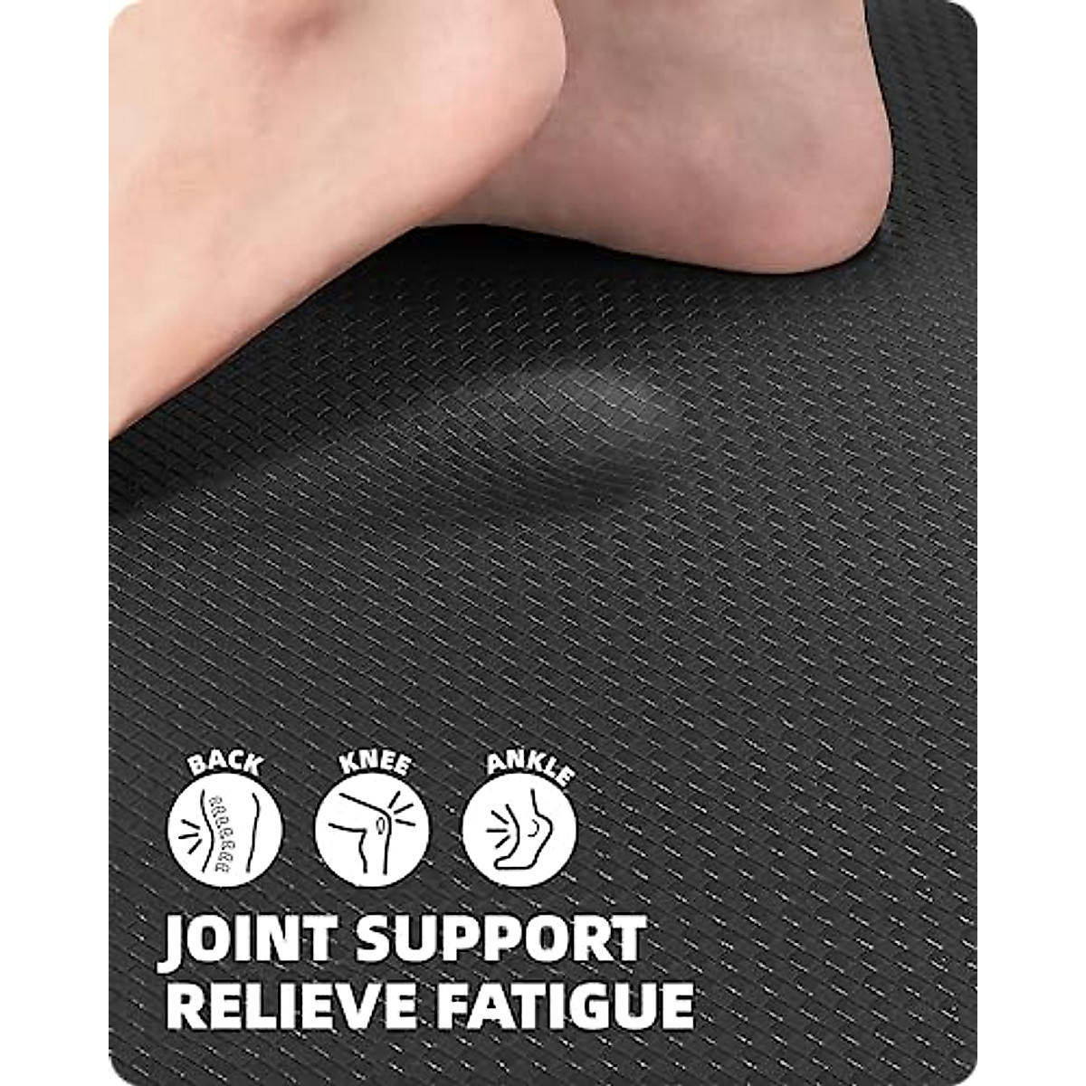 Color G Set 2 Piece Runner Floor Mat, Cushioned Anti Fatigue Mat Non Skid Waterproof Comfort Standing Kitchen Rug, 17"x29"+17"x59", Black