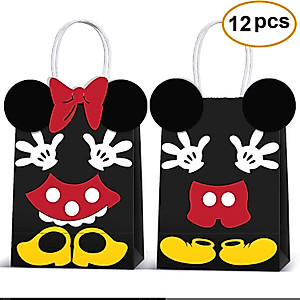 Min Micky Minie Mouse Party Supplies Bags - Paper Treat Candy Gift Bags for Kids Birthday Party -12 Piece