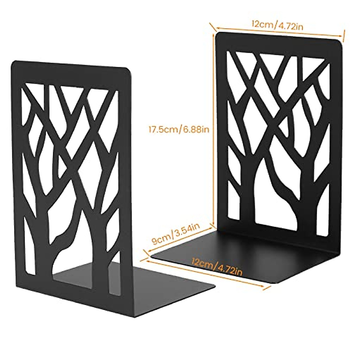 Wonzonewd File Sorters Book Ends Universal Metal Bookends for Shelves Heavy Duty Metal Non-Skid Bookend Supports Book Shelf Holder