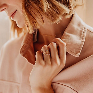 GUEMER Gold Stacking Ring for Women 14k Gold Plated Simple Thin Rings V-shaped Minimalist Band Ring Size 5-8