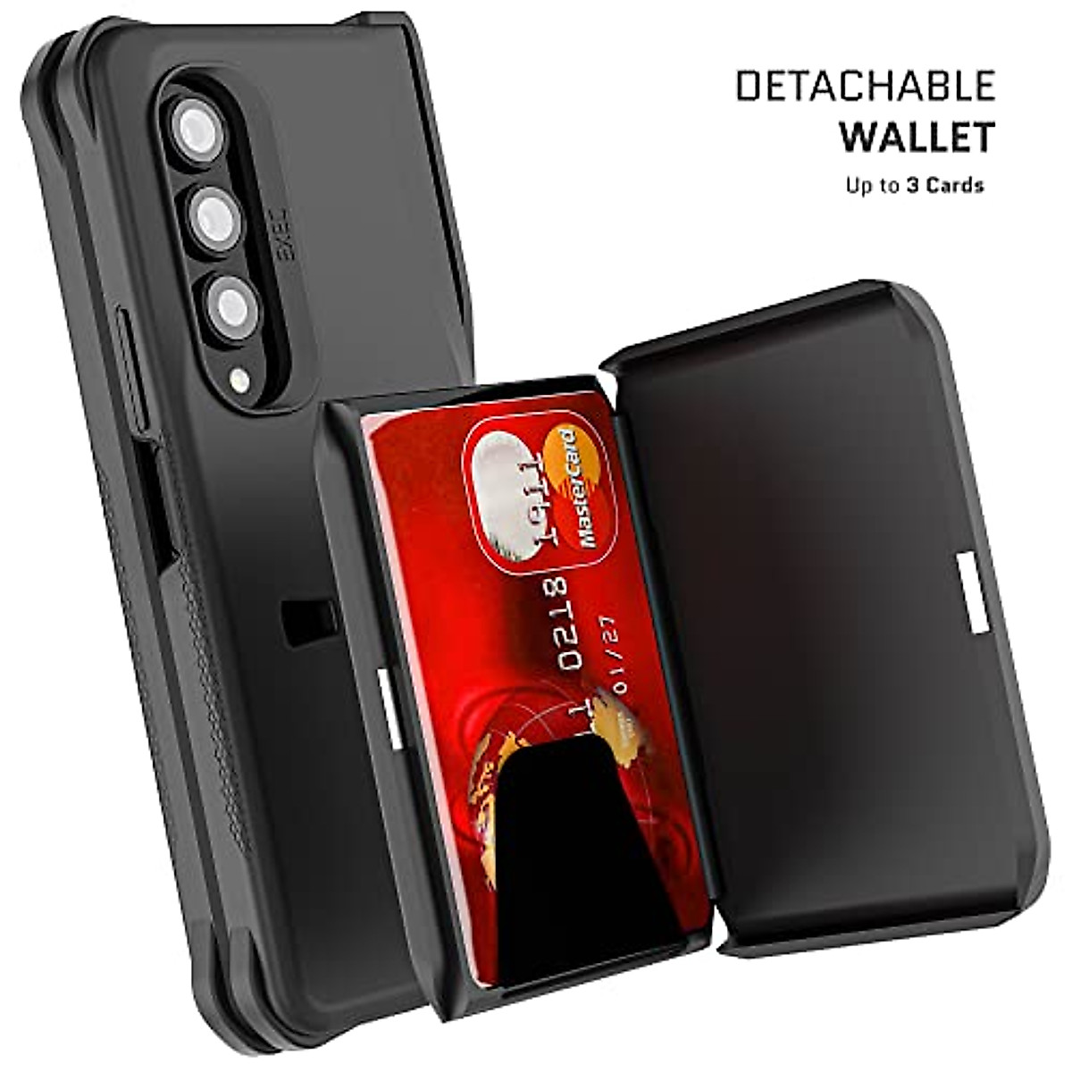 Ghostek EXEC Wallet Case for Galaxy Z Fold 4 - Magnetic Credit Card Holder, Hinge Protection, Wireless Charging, 7.6" Screen (Black)