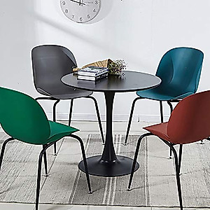 Tomile 32" Tulip Style Dining Table Plywood Round Kithen Dining Table Mid-Century Modern Round top Coffee Table with Metal Pedestal Base (Tulip Black Table)