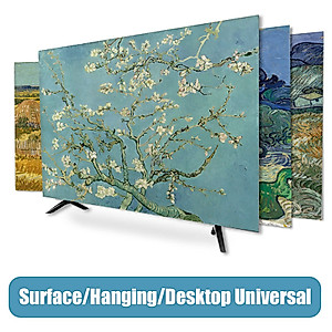 IKIID TV Cover Oil Painting Style 19-65in TV Cover Dust Proof TV Screen Protector for LCD/LED，Indoor Bedroom Living Room Decoration Television Dust Cover LED(Size:40-43 inches)