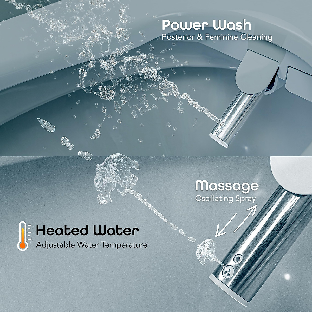 BidetMate 3500 Series Electric Bidet Heated Smart Toilet Seat with Automatic Opening and Closing Lid & Seat, Unlimited Heated Water, Remote, Warm Air Dryer, and Self-Cleaning - Fits Elongated Toilets