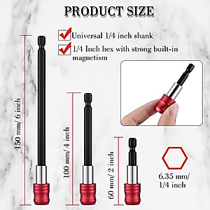 6 Pieces Drill Bit Extension Magnetic Screwdriver Bit Holder Impact Driver Bit Set Bar Socket Chuck Adapter 1/4 Inch Hex Shank Power Magnetic Bit Holder for Screws Nuts Drill