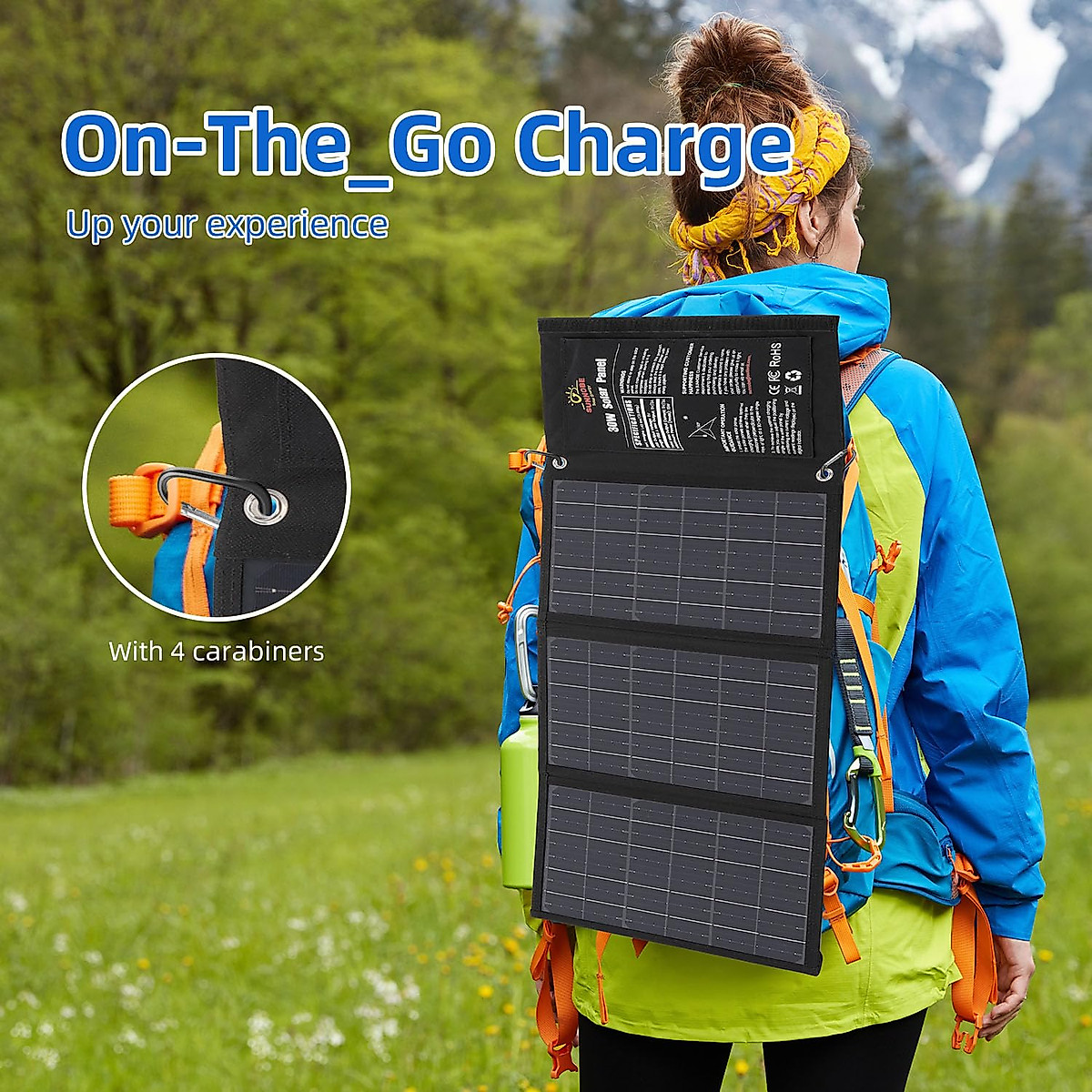 [Lightweight Upgraded]SUNNOBE Portable Solar Panel with 3-IN-1 Cable, Dual USB-A Ports, Foldable 30W Solar Panel Charger with Digital Ammeter for Camping&Hiking, Compatible with iPhone, iPad, Samsung