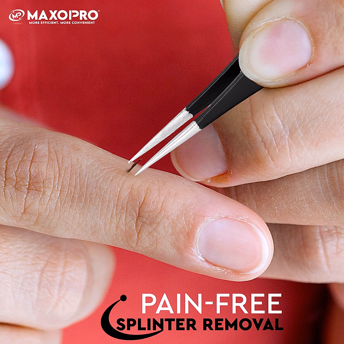 Professional Sharp Tweezers Pointed Tip | Stainless Steel, Fine Tip Needle Nose Tweezers for Women and Men | Facial & Eyebrow Hair, Ticks, Precision Splinter & Ingrown Hair Removal by MAXOPRO – Black