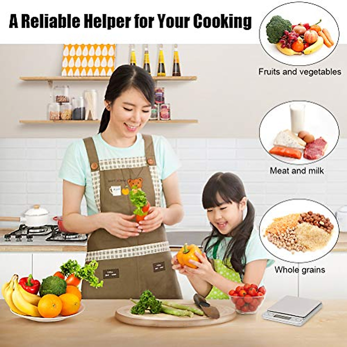 Emoly Food Scale,Digital Kitchen Scale, Mini Size Food Scale 500g/ 0.01g - High Precision Jewelry Weight Scale with Platform, Stainless Steel, LCD Display, Tare，Pcs Features（Does not include battery）