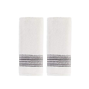 SKL Home by Saturday Knight Ltd. Geo Stripe Hand Towel Set, White 2 Count