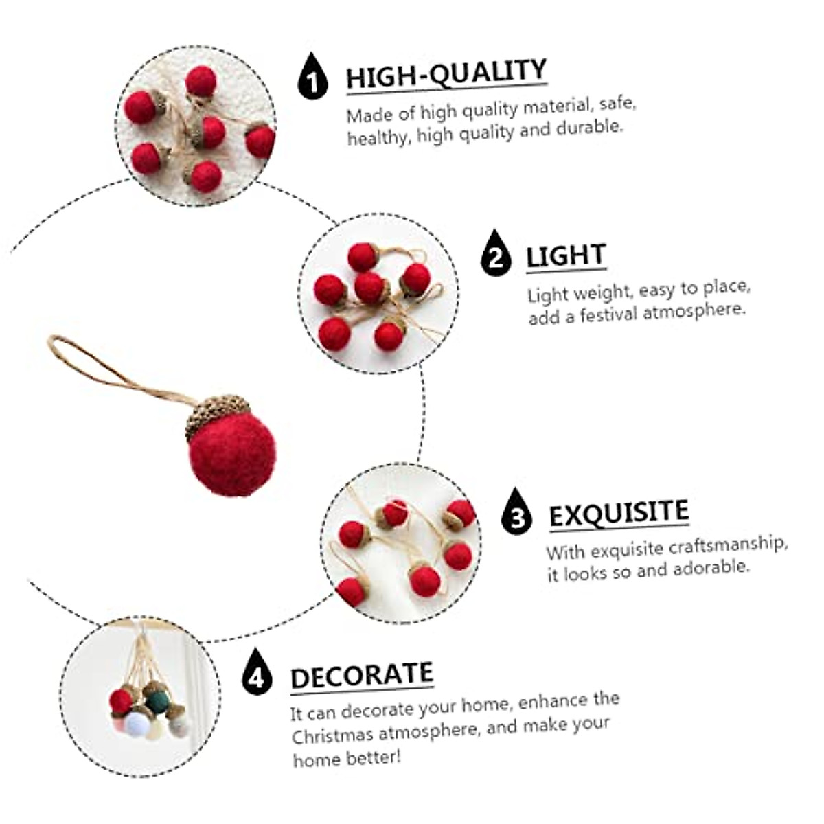 Artibetter 12pcs Felt Pine Cones Red Accessories Christmas Decor Dining Room Table Decor Winter Centerpieces for Table Christmas Pine Cone Ornaments Wool Felt Ball Ornaments Red DIY Pendant