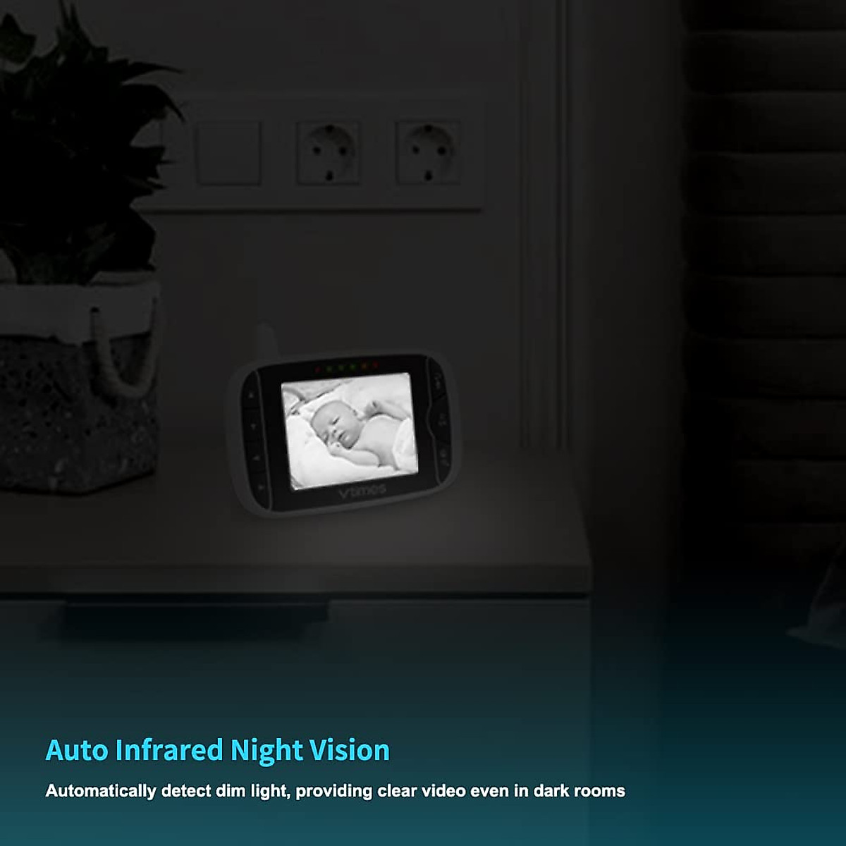 VTimes Video Baby Monitor with Camera and Audio, 3.2" Color LCD Scree, Remote Pan-Tilt-Zoom, Baby Monitor Camera, Infrared Night Vision, Temperature Display, Lullaby, Two Way Audio and VOX Mode