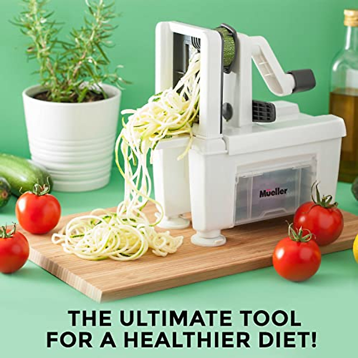 Mueller Pro Multi-Blade Spiralizer, Zucchini Noodle Maker, Vegetable Slicer Zester Chopper Dicer, ProQuality, Only Model to Make Round Veggie Pasta, Not Flat Julienne Noodles