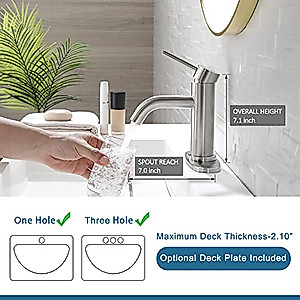 Easy DIY Optimum Size Bathroom Faucet with Optional Deck Plate 4 Inch Centerset Brushed Nickel Bathroom Sink Faucet Presents A Cleaner Look to Bathroom, RV, Farmhouse