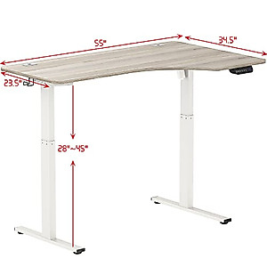 SHW 55-Inch Large Electric Height Adjustable L-Shaped Standing Desk with Right Facing Corner, Oak