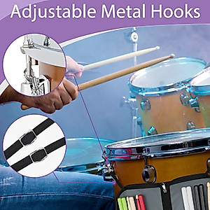 SNIGJAT Drumstick Bag with Crossbody Shoulder Strap, Large Capacity Mallet Bag with Anti-falling Pockets, Gifts for Drummers, Beginners in Band, Gig, Solid Drum Sticks Bag with Metal Hooks