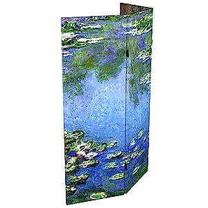 Red Lantern 4 ft. Short Double Sided Works of Monet Canvas Lilies/Garden at Giverny Folding Screen, Multicolor