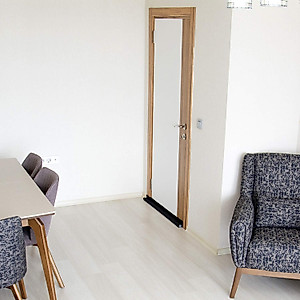 BAZERGA Under Door Draft Stopper One Sided Weather Stripping Door Seal Strip with Hook and Loop Self Adhesive Tape Noise Draft Blocker Dust and Sound Proof Energy Saving Door Stopper 35.4" (BBlack)