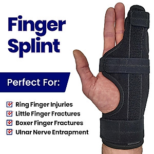 Metacarpal Finger Splint Hand Brace – Pinky Finger Splint For Boxer Fractures, Broken Ring, Little Finger Cast, Trigger Finger Immobilizer Straightener, Ulnar Gutter Splint Support Right - Small/Med