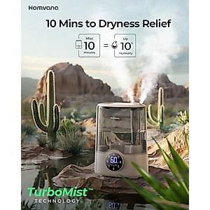 Homvana Humidifier Large Room, 7L (807ft²) Smart Warm and Cool Mist, Top-Fill Humidifiers for Bedroom Baby Nursery Grow Tent, Auto Adapt Mist Quick Air Humidity Indoor, Easy to Clean, Quiet, Diffusers