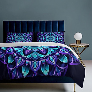 Hippie Duvet Cover Full Size - Super Soft Aesthetic Comforter Cover Set, 3PCS Breathable Microfiber Bedding Set with Zipper Closure