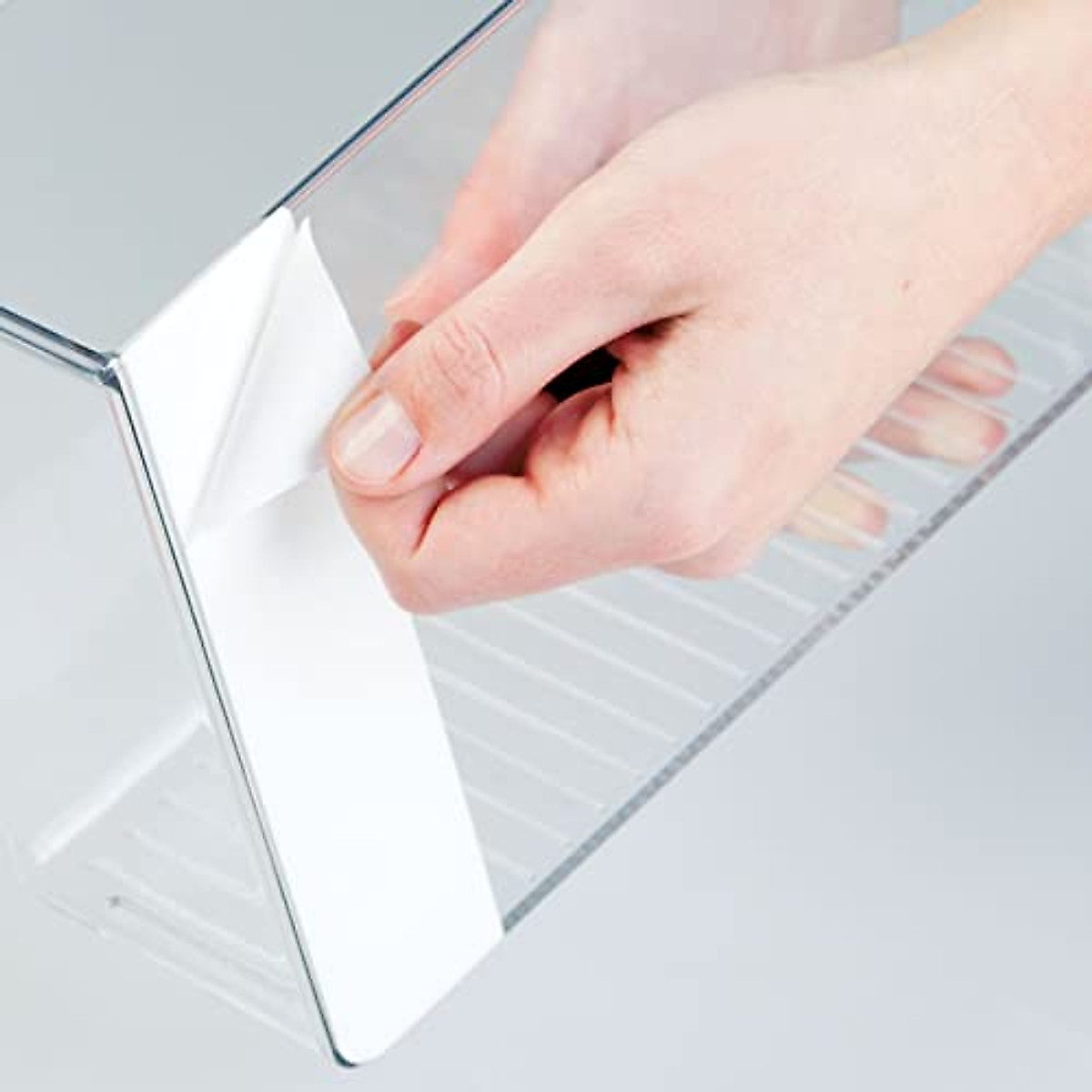 mDesign Plastic Adhesive Mount Storage Organizer Container for Kitchen or Pantry Wall Organization - Space Saving Holder for Sandwich Bags, Foil - 11" Wide - Ligne Collection - Clear