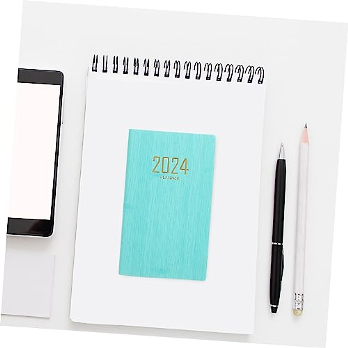 Tofficu Planner Book Academic Diary 2024 Undated Planner Weekly and Monthly Weekly Pocket Planner To Do List Pad English Agenda Planner Notebook Work Notes Multifunction Imitation Leather